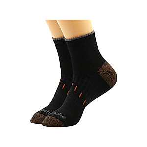 Avalanche Men's Odor Resistant Copper Wool Blend Quarter Socks With Arch Support 2Pack Black 10-13