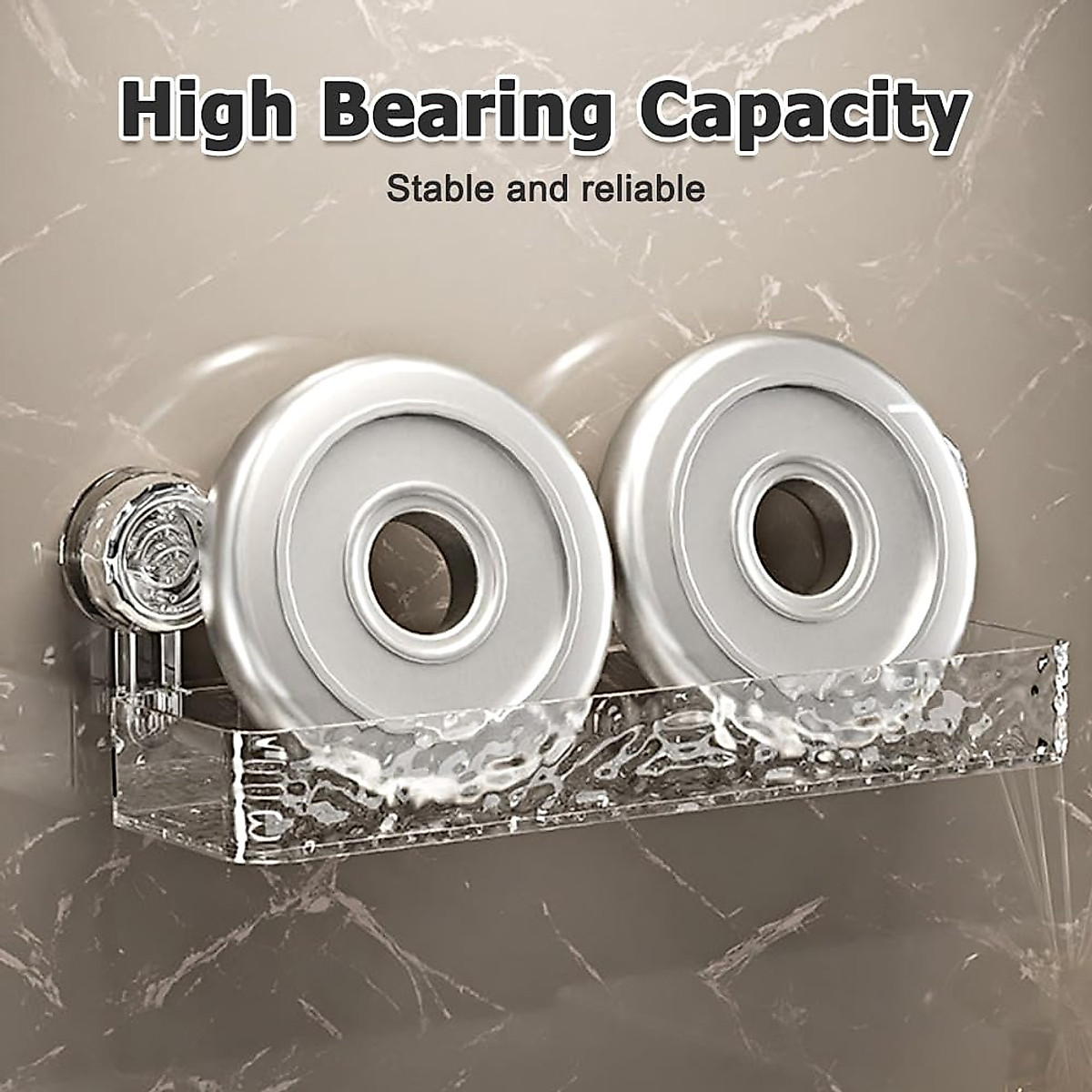 DONGKER No Drill Clear Wall Caddy,Wall Mount Removable Bathroom Storage Rack with Suction Cup for Bathroom Dorm Kitchen