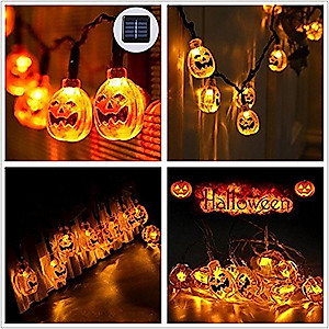 Hann Solar String Lights, 30 LEDs Pumpkin Waterproof Outdoor Halloween String Lights Solar Powered Globe Fairy String Lights for Garden, Yard, Home, Landscape,Christmas Party (2 Pack)