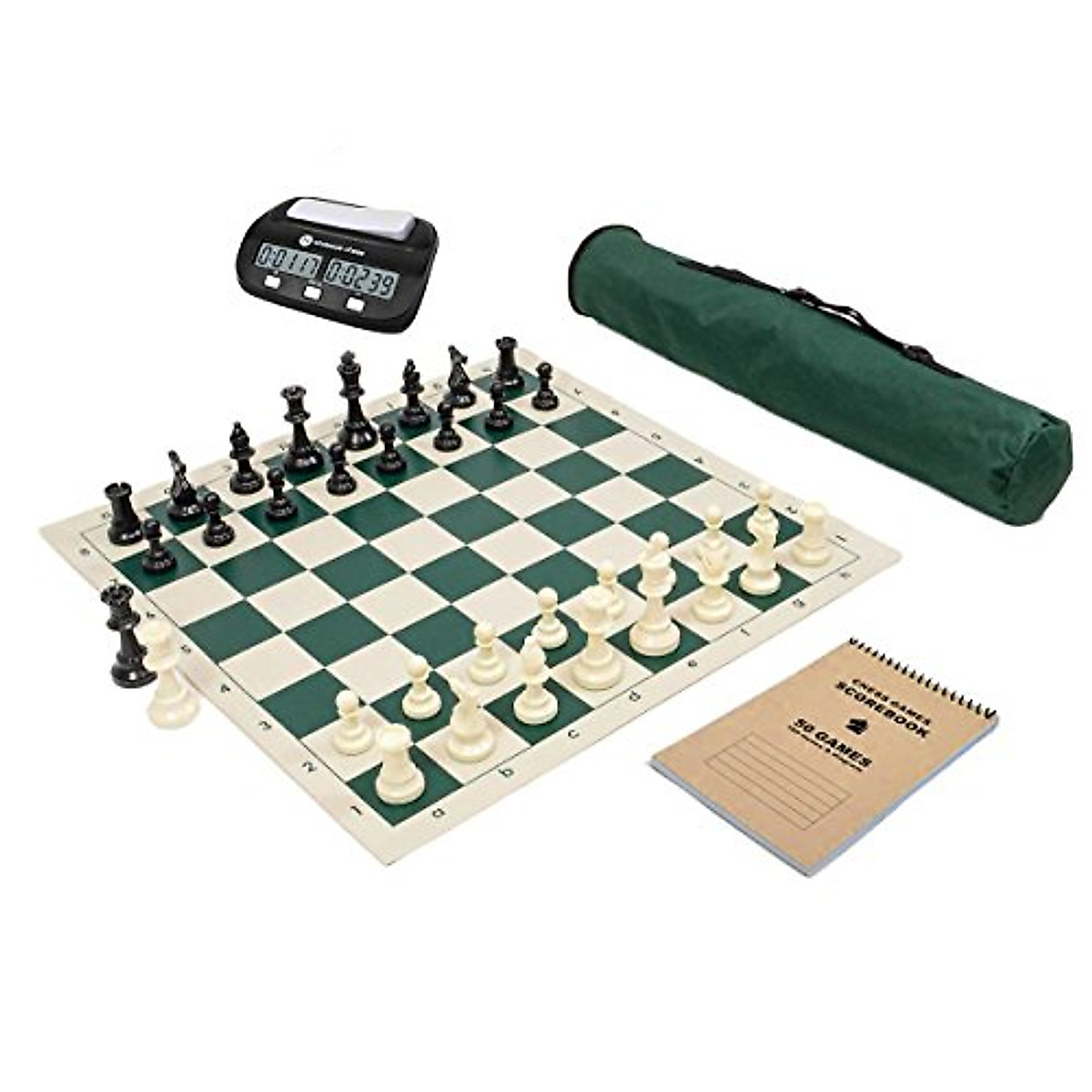 Wholesale Chess Basic Club Complete Chess Set with Scorebook and Clock (Green)