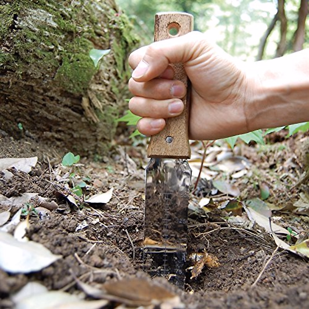 Nisaku NJP651 Hori Weeding & Digging Knife-Hardened HRC58 Edition, Authentic Tomita (Est. 1960) Japanese Stainless Steel, 7.25" Blade, Wood Handle, w/Premium Leather Sheath