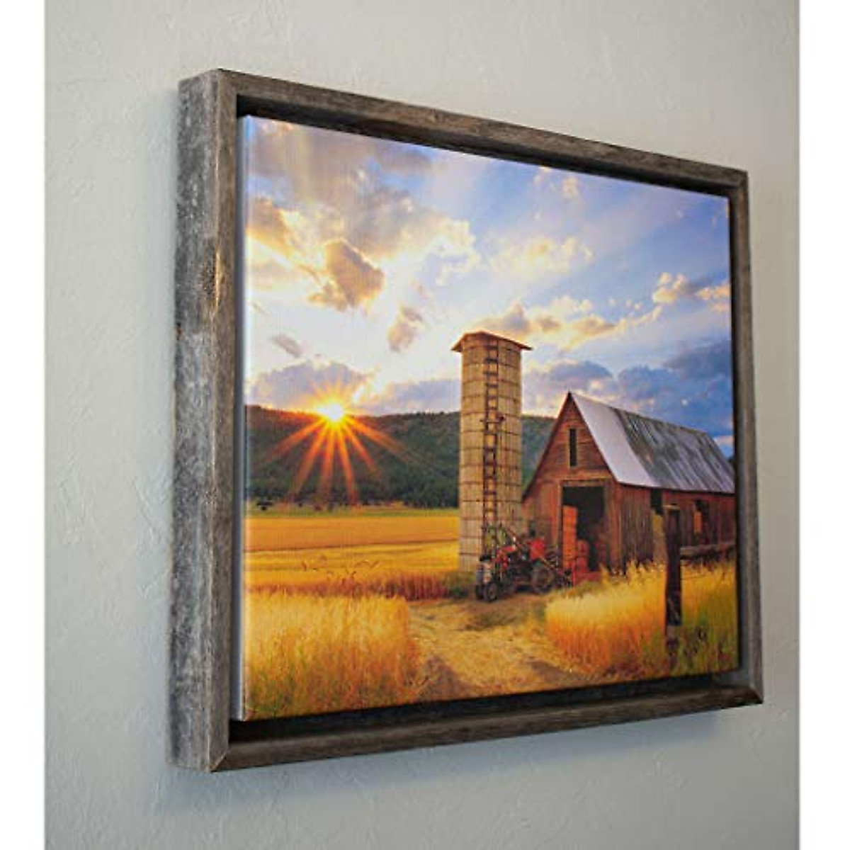 BARNWOODUSA | Rustic Barnwood Canvas Frame | for Oil Paintings & Wall Art | Natural Weathered Gray | 16" x 20"