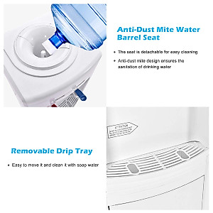 Water Dispenser, Water Dispenser with Adjustable Water Temperature, Cold Water and Hot Water Available Water Dispenser, Water Dispenser for Home and Office Use - White