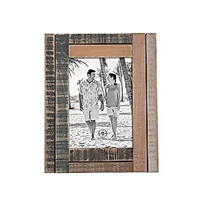 Beachcombers 5"x 7" Wood Seaside Village Photo Frame Picture Holder Nautical Lake Coastal for Wall Shelf or Tabletop Decor Decoration
