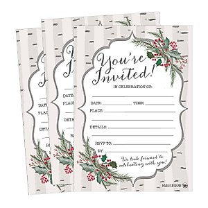 25 Christmas Party Invitations For Holiday Party Invitations - Pre Christmas Dinner Invitations Winter Birthday Invitations, Christmas Party Invites Adults Christmas Open House Invitations Xmas Party