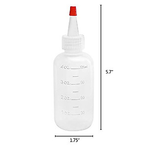 Hedume 30 Pack 4-Ounce Plastic Squeeze Bottles with Red Tip Cap and Measurement - BPA-Free, Latex-Free, Food-Grade - Good for Crafts, Art, Glue, Sauces, Ketchup, BBQ