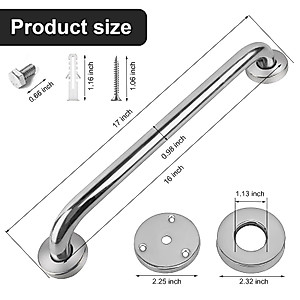 2 Pack 16 Inch Shower Grab Bars, LONVICHTT Stainless Steel Shower Handle, Bathroom Safety Bars, Elderly, Pregnant, Handicap Senior Assist Bath Handle