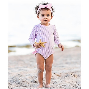 RuffleButts® Girls Pink Polka Dot Swim Bow Headband - One Size