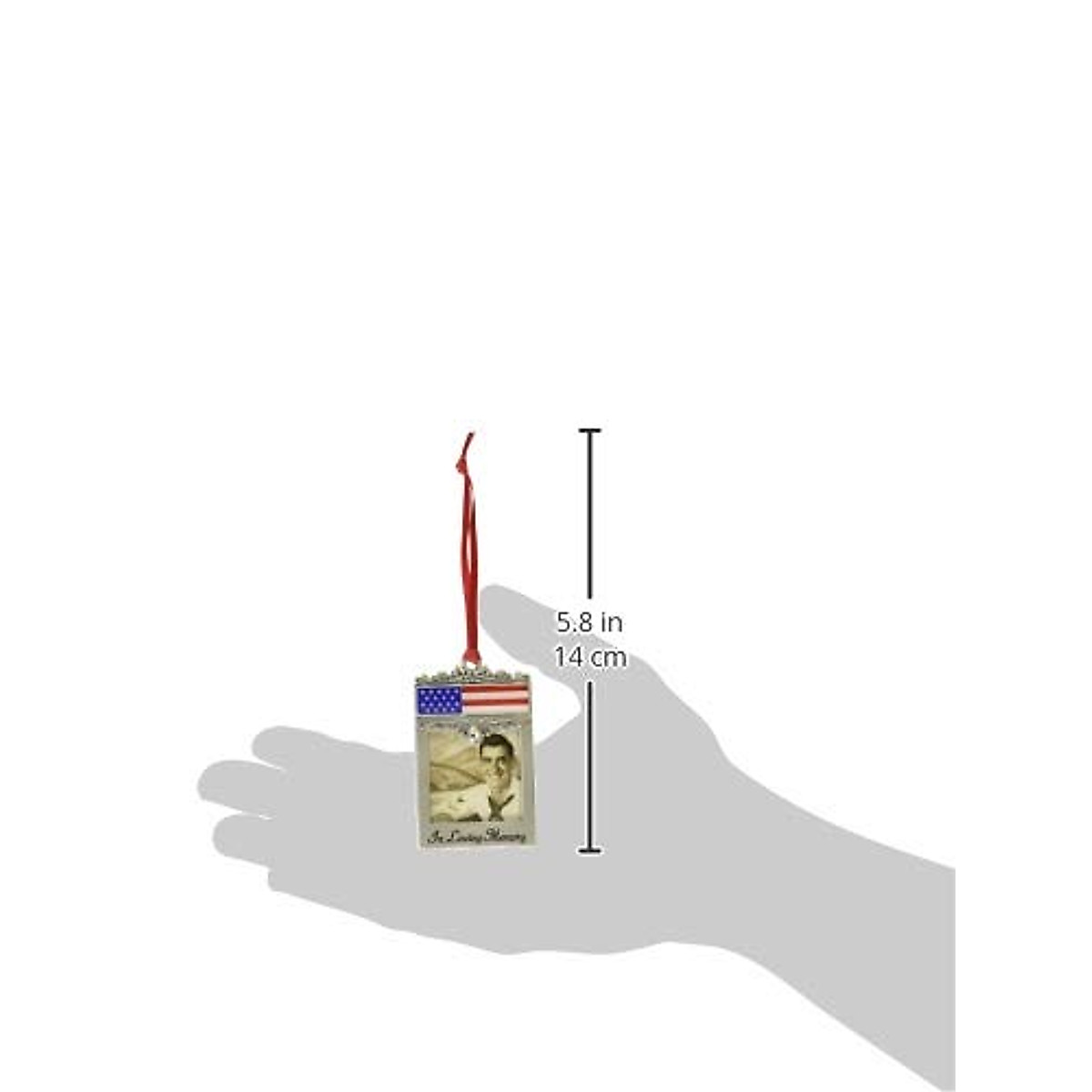 Cathedral Art Patriotic Picture Photo Frame Memorial Ornament, Silver, 1-3/4"