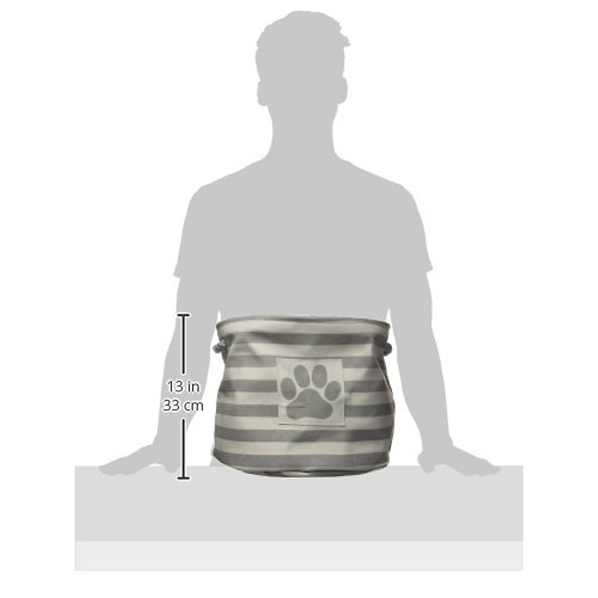 Bone Dry Pet Storage Collection Striped Paw Patch Bin, Small Rectangle, Brown