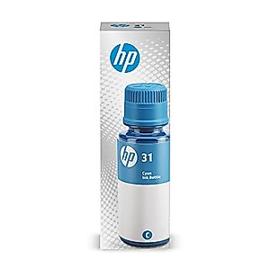 HP 31 | Ink Bottle | Cyan |Up to 8,000 pages per bottle|Works with HP Smart Tank Plus 651 and HP Smart Tank Plus 551 | 1VU26AN