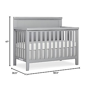 Dream on Me Red Wood 4-in-1 Convertible Crib in Pebble Grey, Greenguard Gold Certified, JPMA Certified, 3 Mattress Height Settings, Built of New Zealand Pinewood