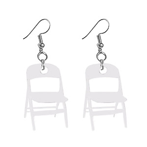 Folding Chair Earrings， Funny Fight Acrylic Chair Drop Dangle Earrings for Women Christmas Halloween Party Boho Jewelry Gifts（White）
