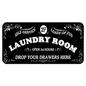 Laundry Room Long Rug Area Rug Non-Slip Floor Mat Waterproof Farmhouse Carpet for Kitchen 40" x 20"(Black-1)