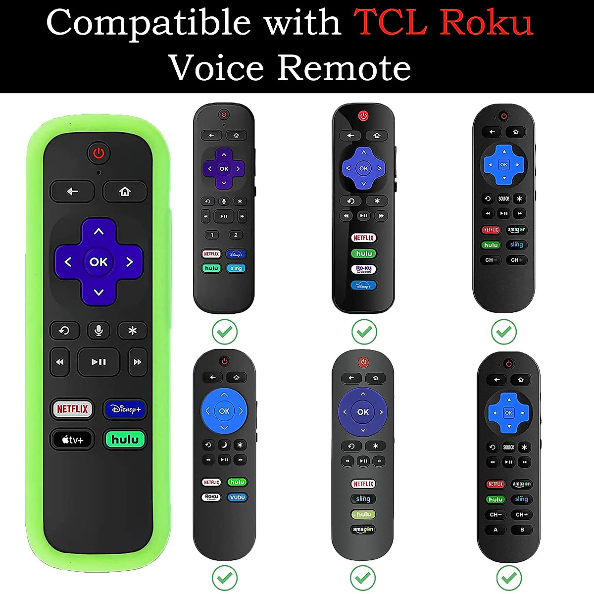 Silicone Roku Controller Cover fits for Hisense Roku TV Remote Cover | Westinghouse Roku TV Remote Case with Tracker Glow in The Dark