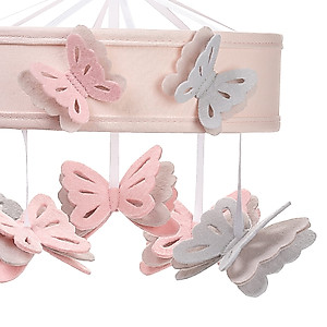 Lambs & Ivy Baby Blooms Pink Butterfly Musical Baby Crib Mobile Soother Toy