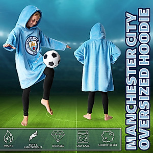 Manchester City F.C. Hoodie, Oversized Hoodie Blanket, Soccer Gifts for Boys Blue