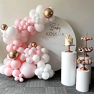 Pastel Pink and White Balloons Arch Kit, 118 Pcs Light Baby Pale Pink Bow Balloon Garland mit 18 Inch Clear Balloons*3, Macaron Pink Long Balloon as Bow Decor for Girls Birthday Baby Shower Decoration