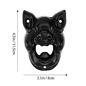 Amosfun Wall Mounted Bottle Opener Vintage Cast Iron Pig Head Beer Bottle Opener Animal Teeth Bite Beer Bartender Cap Open Tool for Bars KTV Hotels Housewarming Gift Black