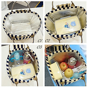 Tote Bento Lunch Bag Insulated Lunch Cooler for Kids Girls Women Stylish Waterproof (Light Grey)