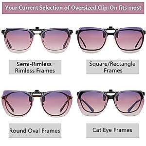CAXMAN Polarized Clip On Sunglasses for Women Over Prescription Glasses 100% UV Protection Flip Up Transition Purple Mirrored Lenses