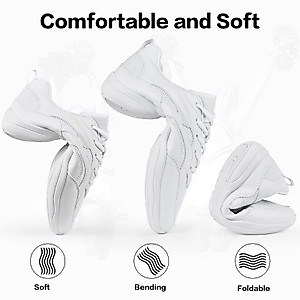 Smapavic Cheer Shoes for Women White Cheerleading Dance Shoes Training Athletic Comfortable Sneakers Size 8