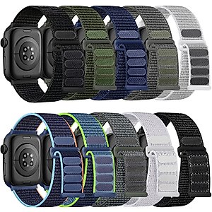 Lenrao Compatible with Apple Watch Bands for Men 44mm 45mm 42mm 49mm, Velcro Sport Stretchy Nylon Loop Braided Breathable Strap for iWatch Bands Men Series Ultra Se 10 9 8 7 6 5 4 3 2 1