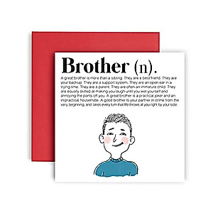 Huxters Brother Birthday Card - Square Happy Birthday Card for Brother - Best Friend‚ Premium Grade Paper Funny Card - Unique Artwork with Inspirational Quote - Includes Cute Envelope (Brother)