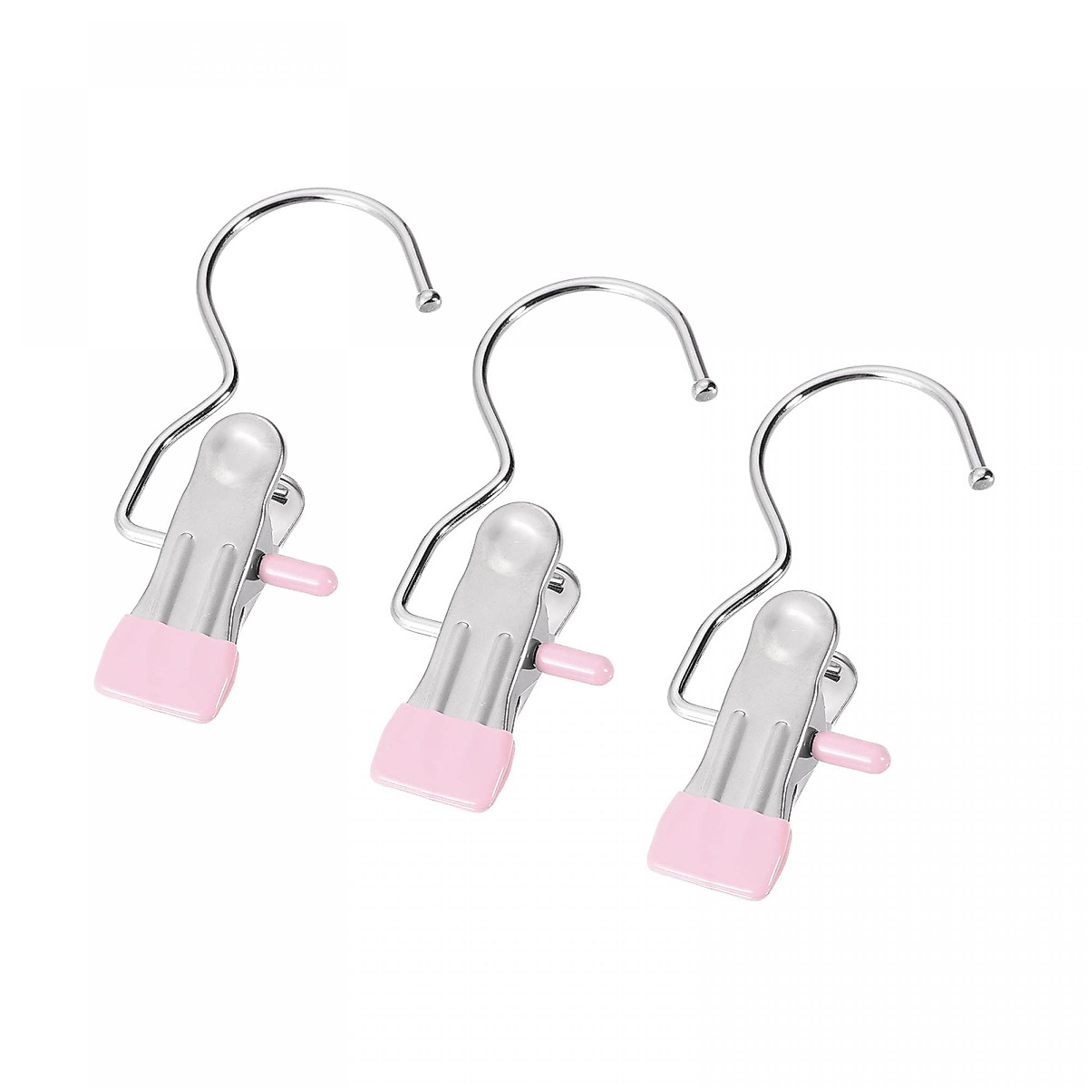uxcell Laundry Clips with Hook, Metal Boot Hangers Chrome Plated Pink 114mm, 6 Pcs