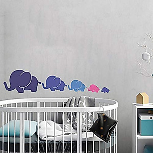 NAKLEO 5 pcs Reusable Plastic Stencils - Elephant Mammal Animal - 13.4" to 3.5" - Pattern Children Kids Painting Template Room Decor - Craft DIY Wall Furniture