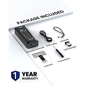 Eyoyo 2D Bluetooth Barcode Scanner Wireless with Clip, 2000mAh Battery with Level Indicator, Portable Mini QR Bar Code Reader for Library Book Inventory Compatible with iPhone, iPad, Android Phone