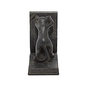 Deco 79 Polystone Cat Reading Bookends, Set of 2 7"H, 6"W, Black