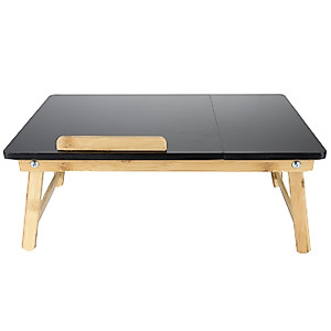 Mind Reader Lap Desk Laptop Stand, Bed Tray, Dorm Room, Folding Legs, Rayon From Bamboo, 21.25"L x 13.19"W x 8.25"H, Black