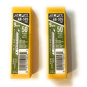 O L F A OLFA 9282 AB-50S 9mm Stainless Steel Snap-Off Blade, 50-Pack (2PACK)
