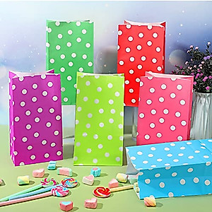 120 Pack Party Favor Bags Goodie Bags Dot Party Bags Polka Dot Paper Bags 12 Colors Treat Bags Paper Goody Bags Small Gift Bags for Kids Birthday Party Wedding Supplies, 5.1 x 3.1 x 9.4 Inch, Colorful