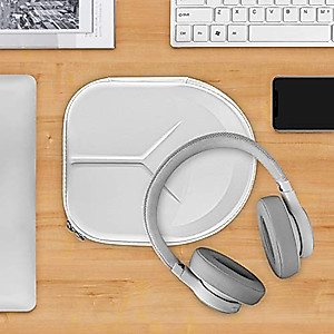 Geekria Shield Headphones Case Compatible with JBL Tour ONE, Tune 750NC, Tune 700BT, Live 650BTNC Case, Replacement Hard Shell Travel Carrying Bag with Accessories Storage (White)