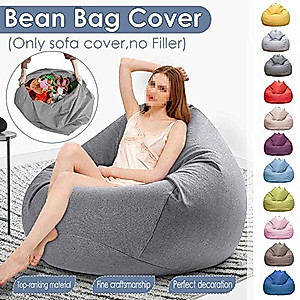 WXFN Lazy Lounger Sofa Cover Living Room Game Armchair for Home Or Garden, Without Filler, with Handle Can Be Lifted Easily,Dark Gray,XL