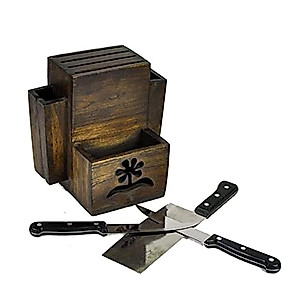 Knife Block Knife Storage Multifunction Kinfe Block Carved Flower Storage Holder Household Durable Knife Shelf Utensil Stand Knife Holder For Kitchen