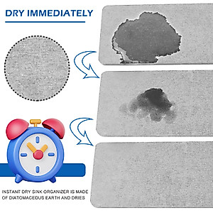 4Pack Water Absorbent Diatomite Coasters, Instant Dry Sink Organizer Water Absorbing Stone Tray Diatomaceous Earth Soap Dish Toothbrush Holder Stone Drying Mat for Bathroom Kitchen Sink Countertop (L)