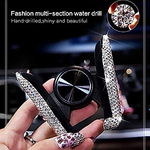 Bling Car Phone Holder Mini Car Dash Air Vent Automatic Phone Mount Universal 360°Adjustable Crystal Auto Car Stand Phone Holder Car Accessories for Women and Girls (White)