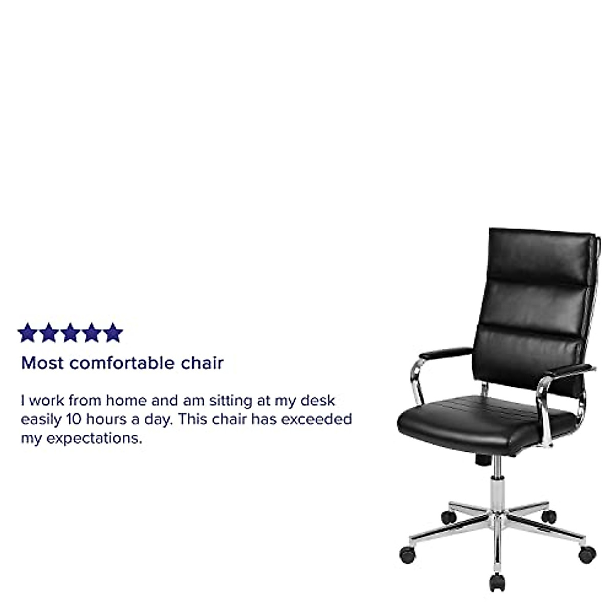 Flash Furniture Hansel High Back Black LeatherSoft Contemporary Panel Executive Swivel Office Chair