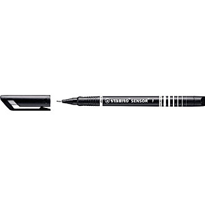 STABILO Fineliner with Cushioned F-Tip - Sensor F - Pack of 1 - Black