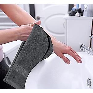 Utopia Towels Bundle of 18 Kitchen and Premium Hand Towels – Pack of 12 Dish Towels, 15”x25” (Grey & White) – 600 GSM Extra Large Grey Hand Towels, 16”x28” – Ring Spun Cotton & Super Soft