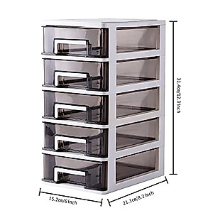 5 Drawer Plastic Storage, Small Plastic Storage Bins with Drawers, Desktop Storage Drawers Clear Drawers Storage Box for Home (31.4 * 21.1 * 15.2CM)