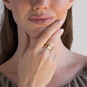 Adjustable Feather Ring - 14K Gold Plated over 925 Sterling Silver Customizable Open Ended Spiral Ring, Dainty Flexible Feather Ring, Wrap and Fit to Every Finger, Handmade Jewelry Rings for Women