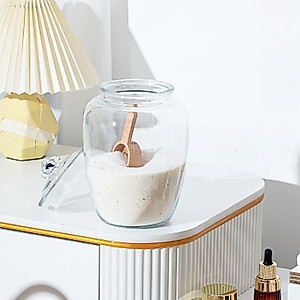 SiliFine 2 Sets 74 oz Bath Salt Container with Airtight Lid and Scoop Big Glass Bath Salt Jar with Wooden Scoop for Bath Salt Flour Salt Candy Tea (Clear)