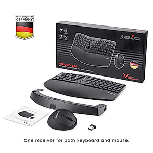 Perixx PERIDUO-606 Wireless Mini Ergonomic Keyboard with Portable Vertical Mouse - Adjustable Palm Rest Stand - Membrane Low Profile Keys - US English