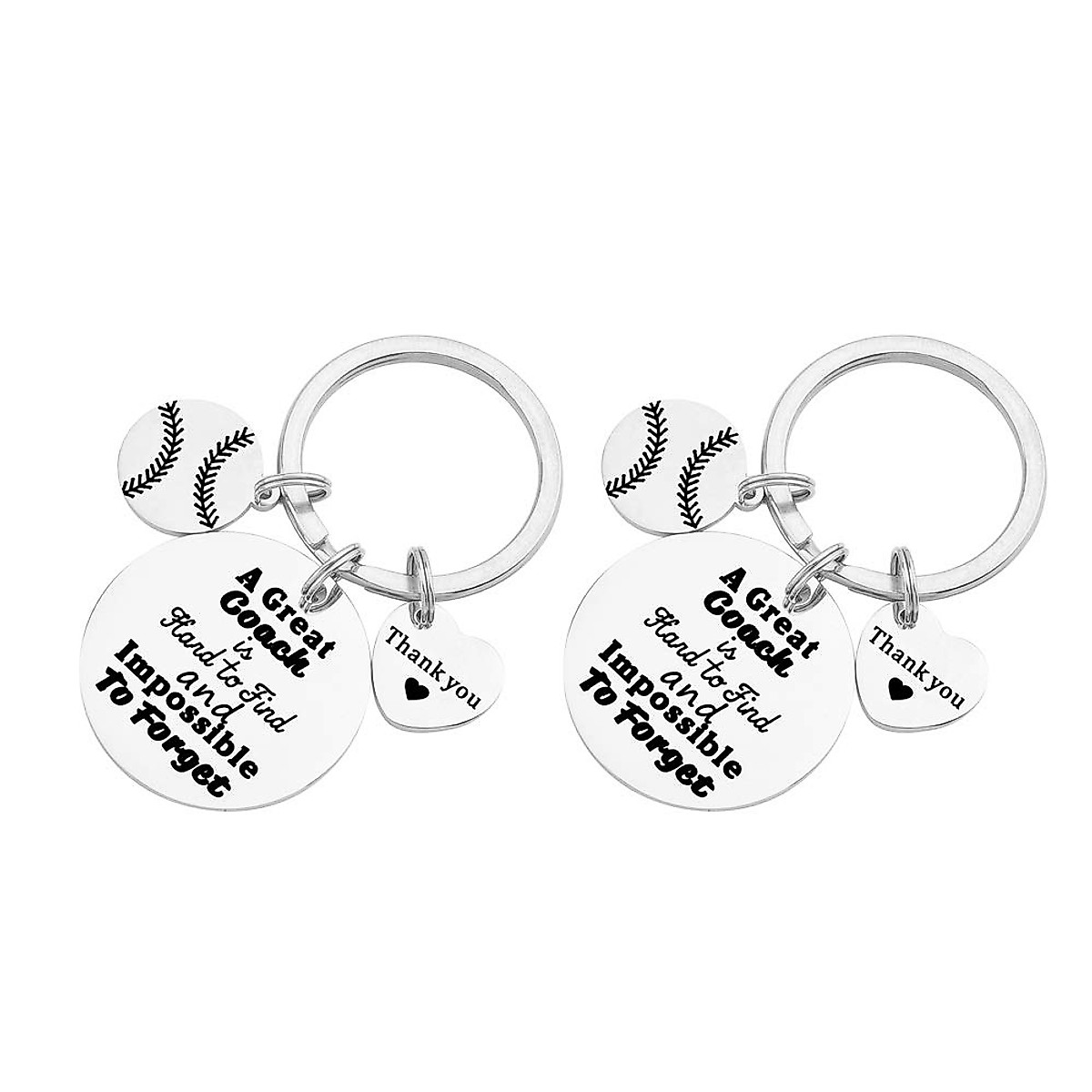 2 Pcs Softball Coach Keychain Softball Coach gifts Great Coach is Hard to Find and Impossible to Forget Keychain Gift for Softball Baseball Coach Baseball coach gifts