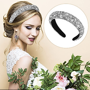 WLLHYF Rhinestone Headband Bling Crystal Hair Hoops Glitter Sparkle Thick Padded Hairband Diamond Beaded Headband Fashion Valentine's Day Gift Hair Accessories for Women Girls