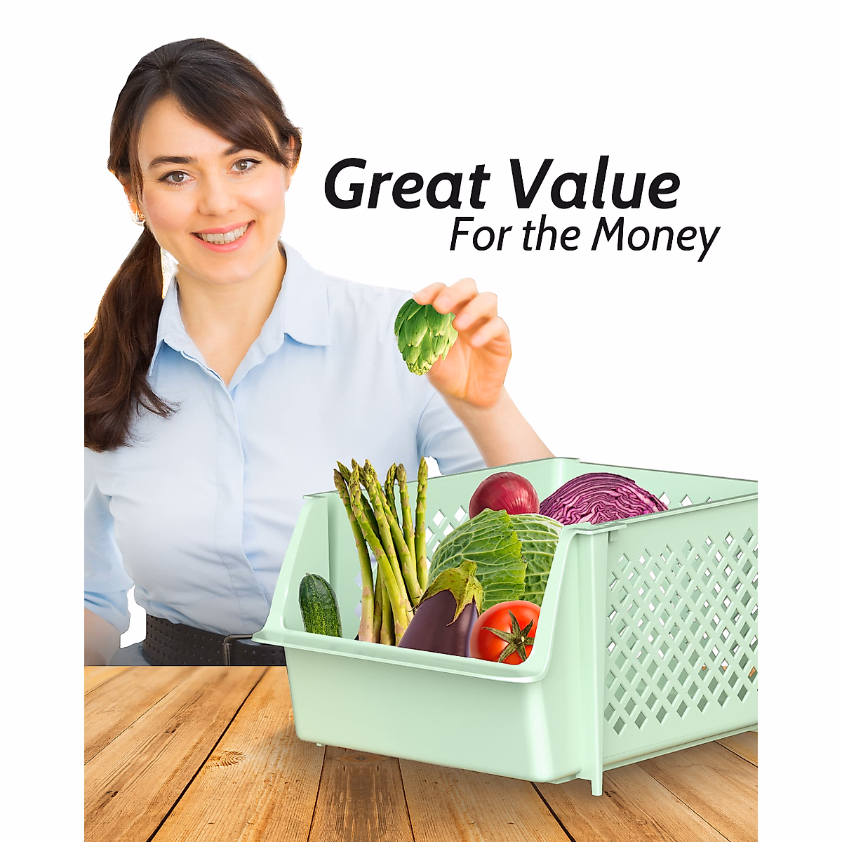 Skywin Stackable Storage Bins for Pantry - 8 Pack Stackable Bins For Organizing Food, Kitchen, and Bathroom Essentials (Multi)